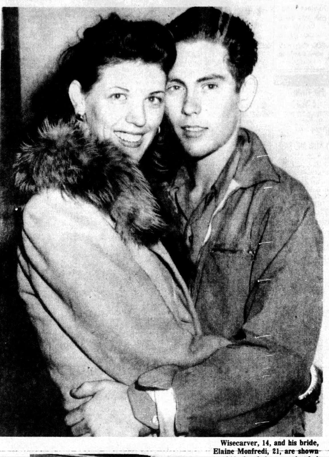 When 14-year-old 'Woo Woo Kid' Sonny Wisecarver got married in 1944 ...