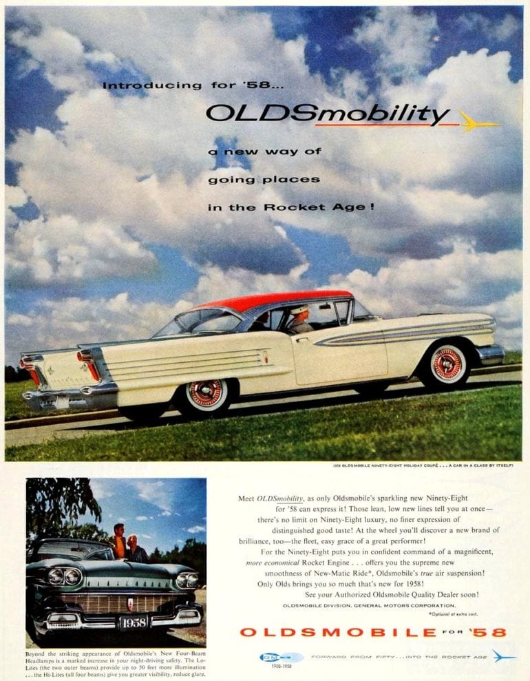What style of car was hip in the fifties? See the 1958 Oldsmobile's ...