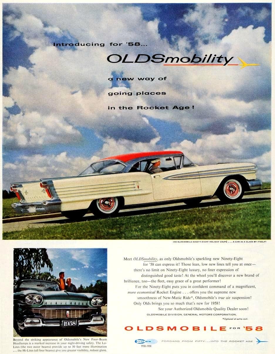 What style of car was hip in the fifties? See the 1958 Oldsmobile's ...