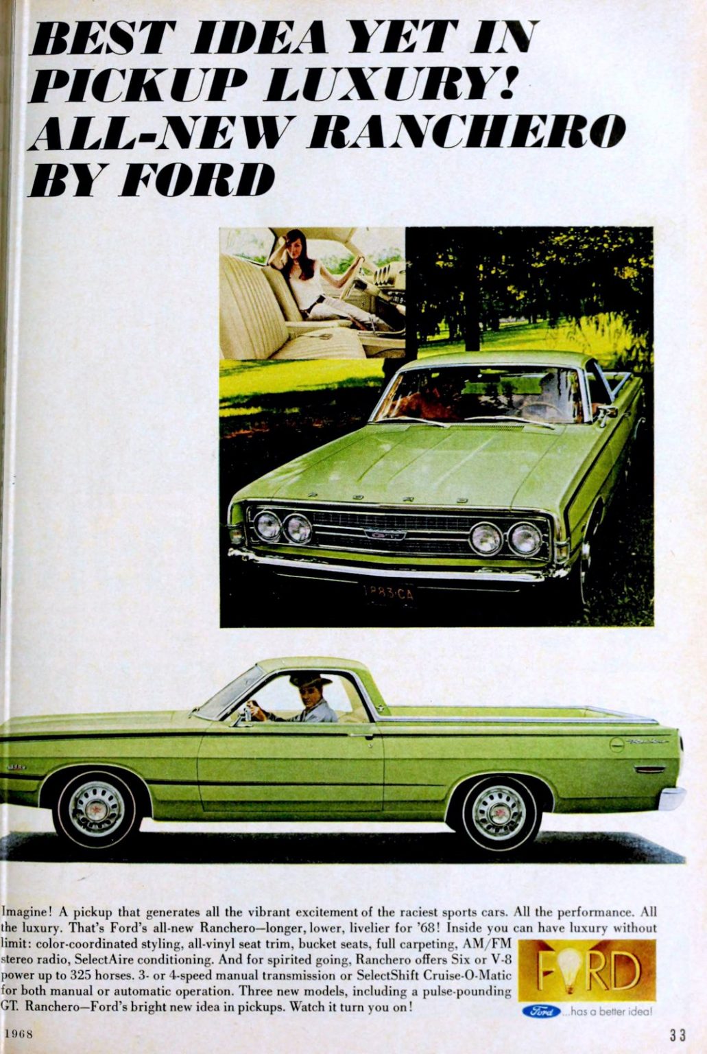 Look back at the old Ford Ranchero pickup trucks from the 50s, 60s ...