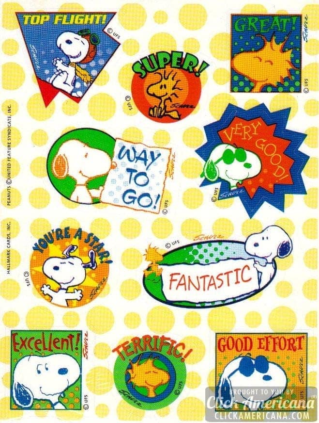 Vintage Snoopy & Peanuts stickers sheets ('70s & '80s) - Click Americana