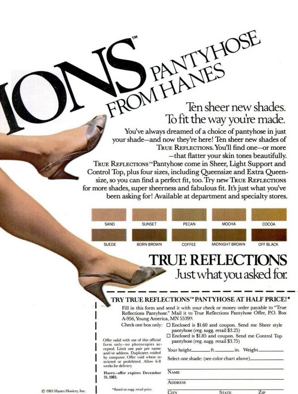 Vintage 80s tights, pantyhose & nylons came in lots of awesome colors ...