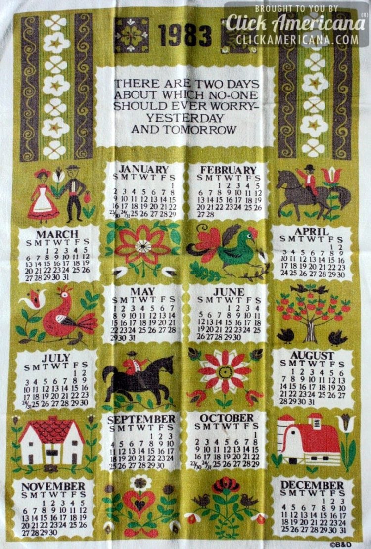 See 20 old-fashioned cloth calendars that lived on as kitchen ...