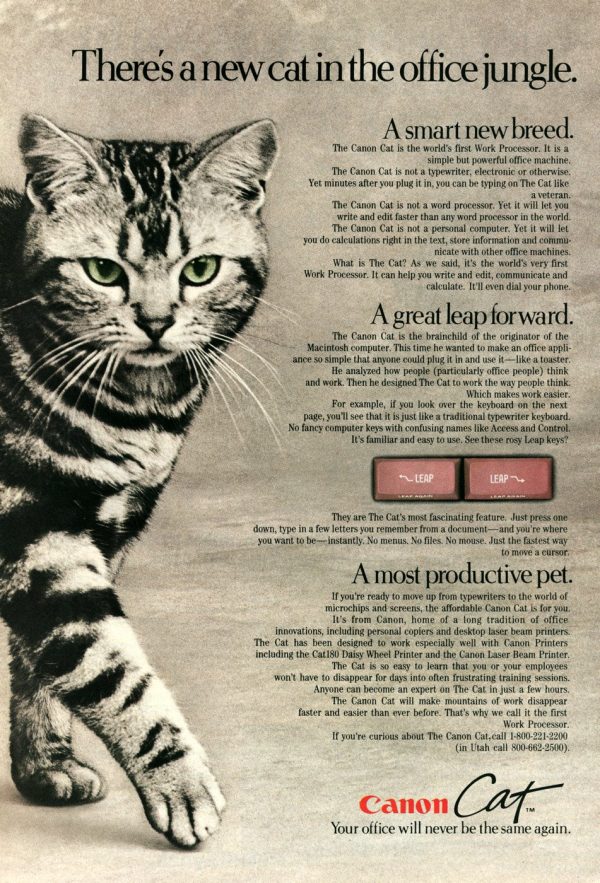 Look back at 1987's Canon Cat word processor - Click Americana