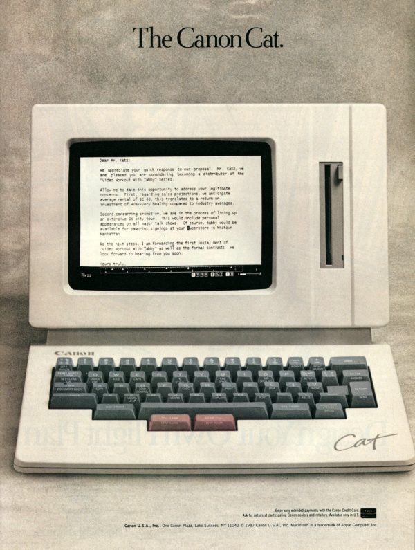 Look back at 1987's Canon Cat word processor - Click Americana