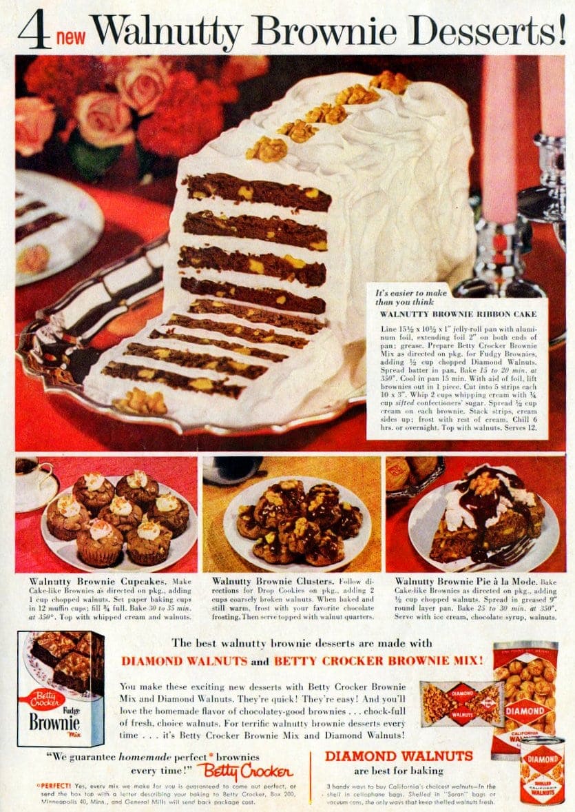 6 chocolaty walnut brownie desserts from the sixties - including a ...