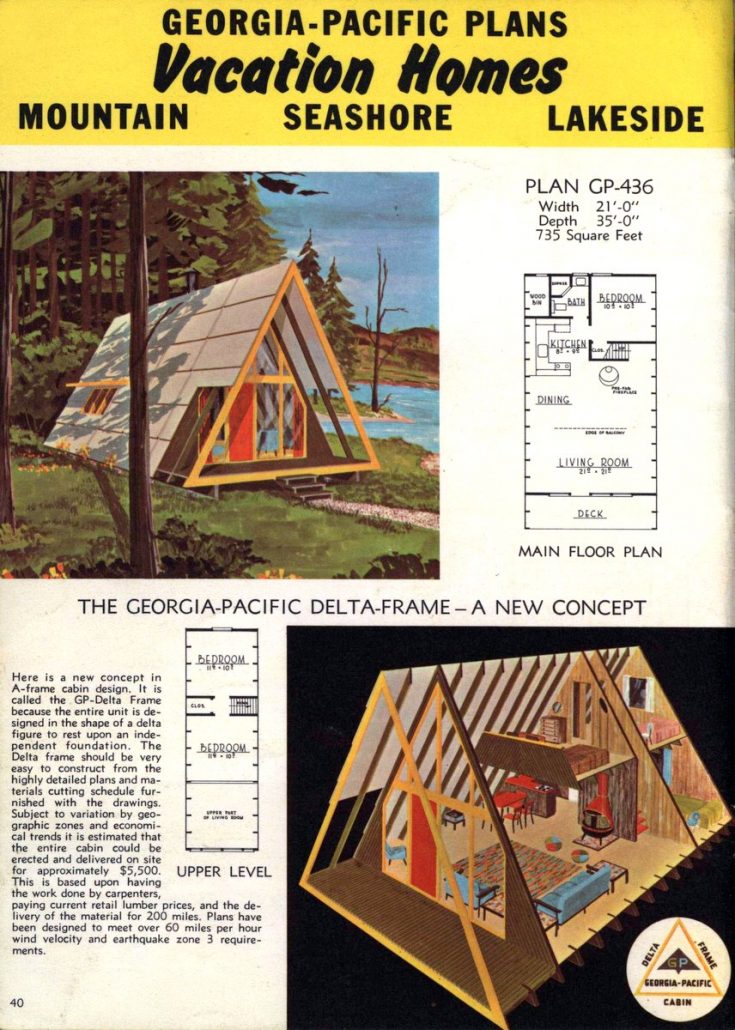 Vintage A-frame house plans for second homes & vacation cabins: 12 cool ...