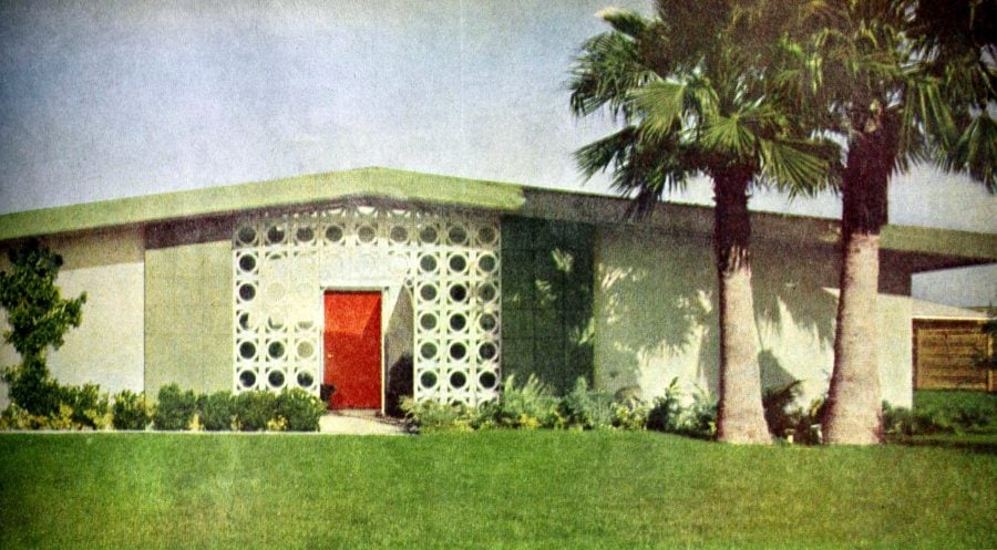 Decorative concrete block offered privacy & light for mid-century ...