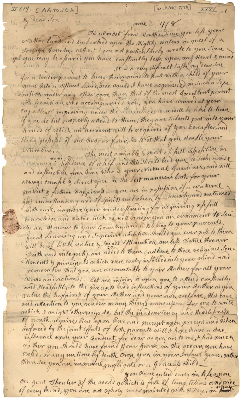 A mother's wisdom: First Lady Abigail Adams' letter to young John ...
