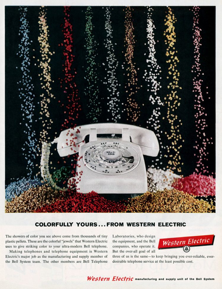Vintage 1950s dial & touch-tone phones came in lots of decorator colors ...