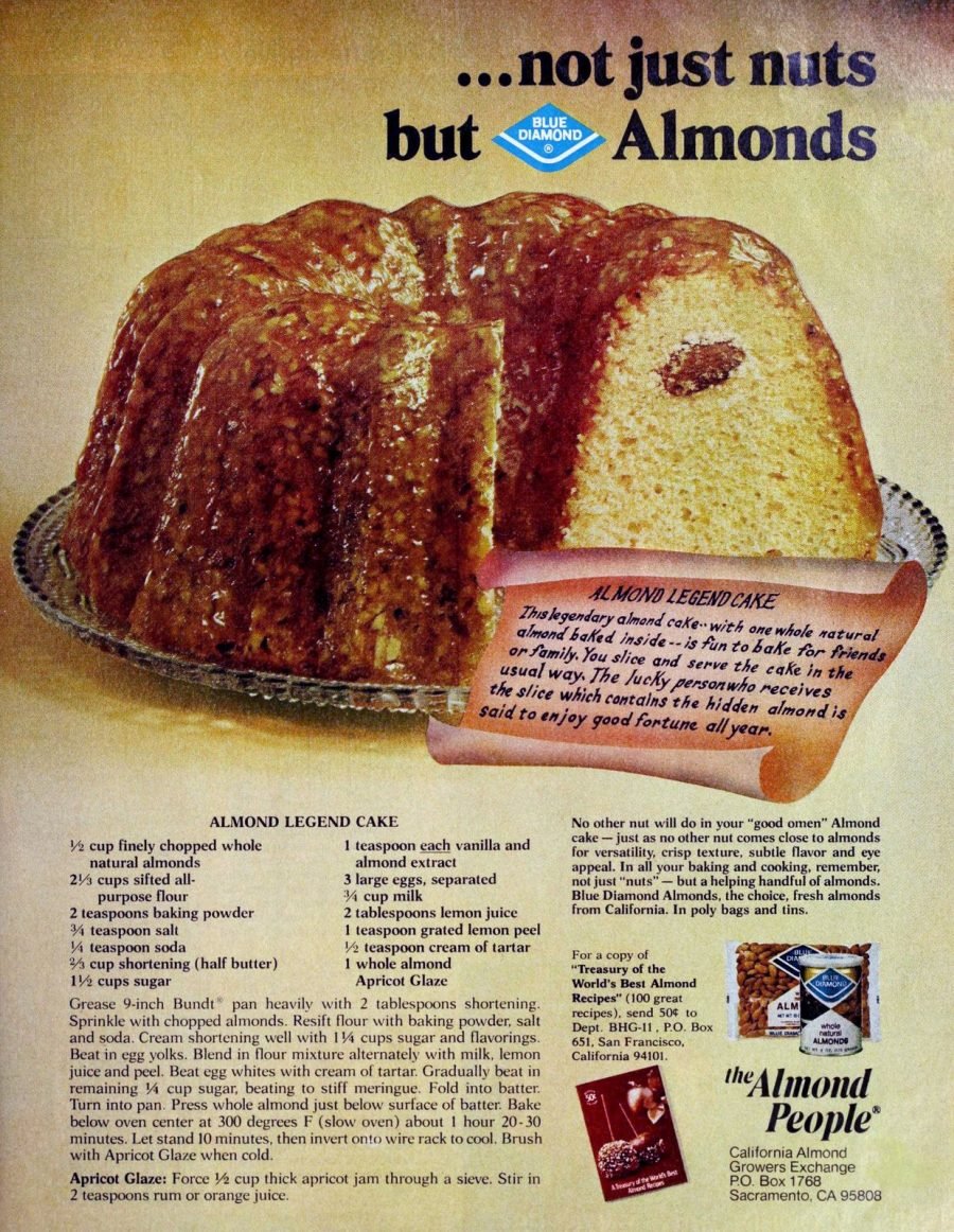 Almond Legend cake recipe (1976) - Click Americana