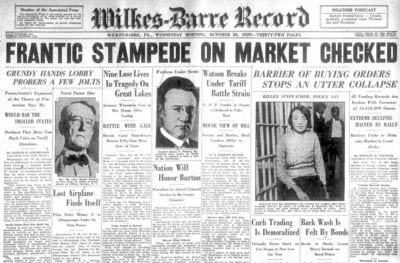 The Great Depression: Newspaper headlines from the 1929 stock market ...