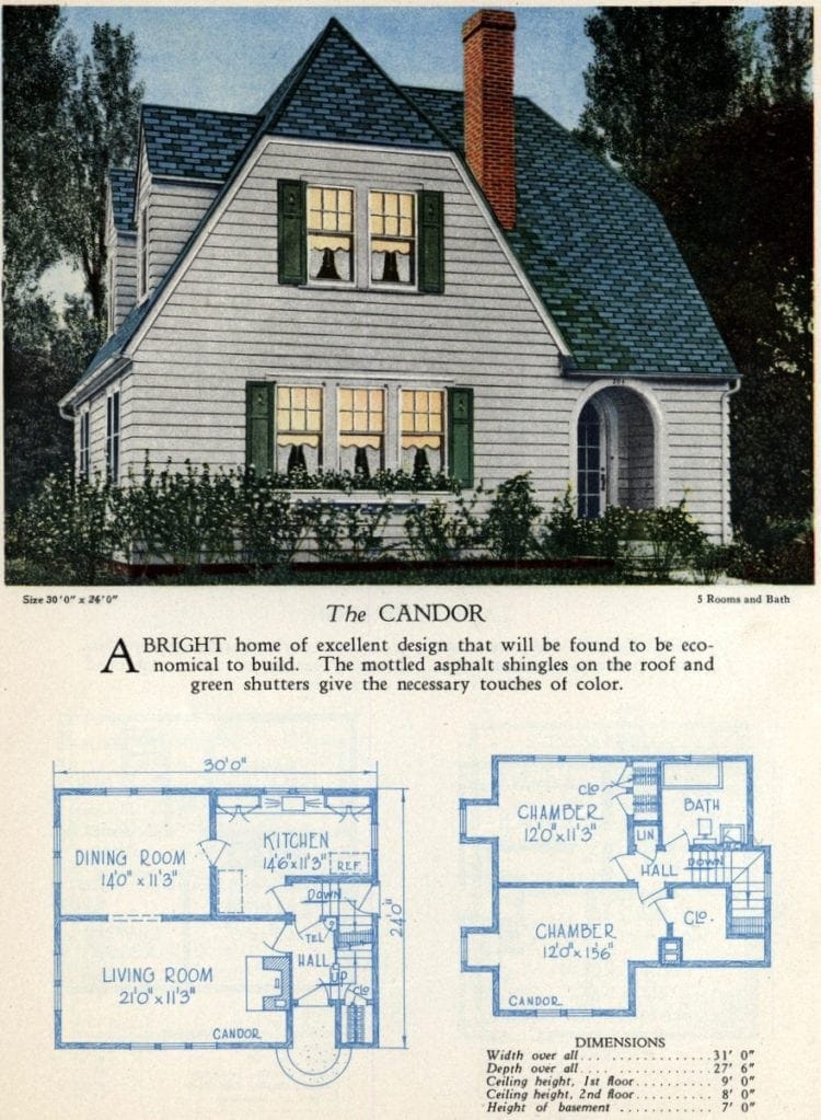 62 beautiful vintage home designs & floor plans from the 1920s - Click ...