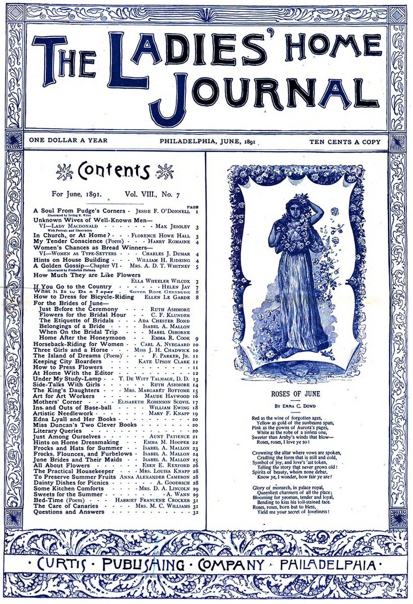 Antique Ladies' Home Journal magazine covers & subjects from the ...