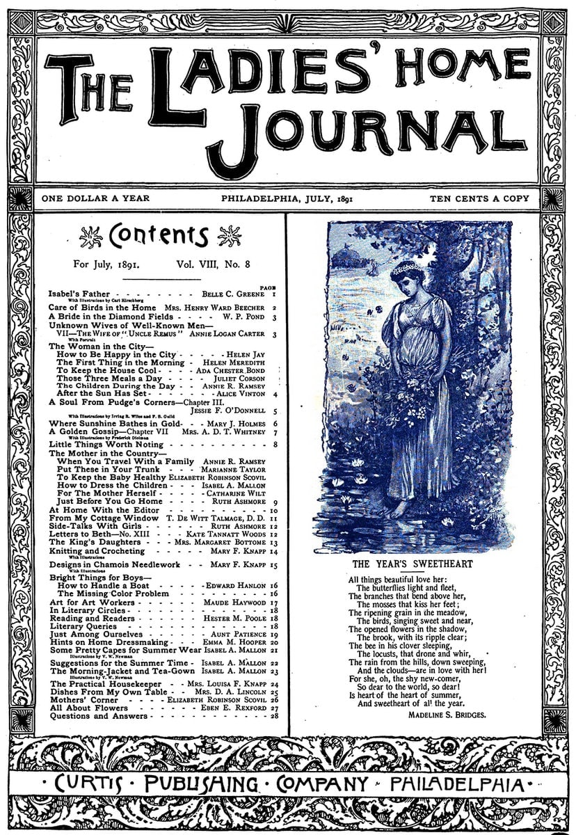 Antique Ladies' Home Journal magazine covers & subjects from the ...
