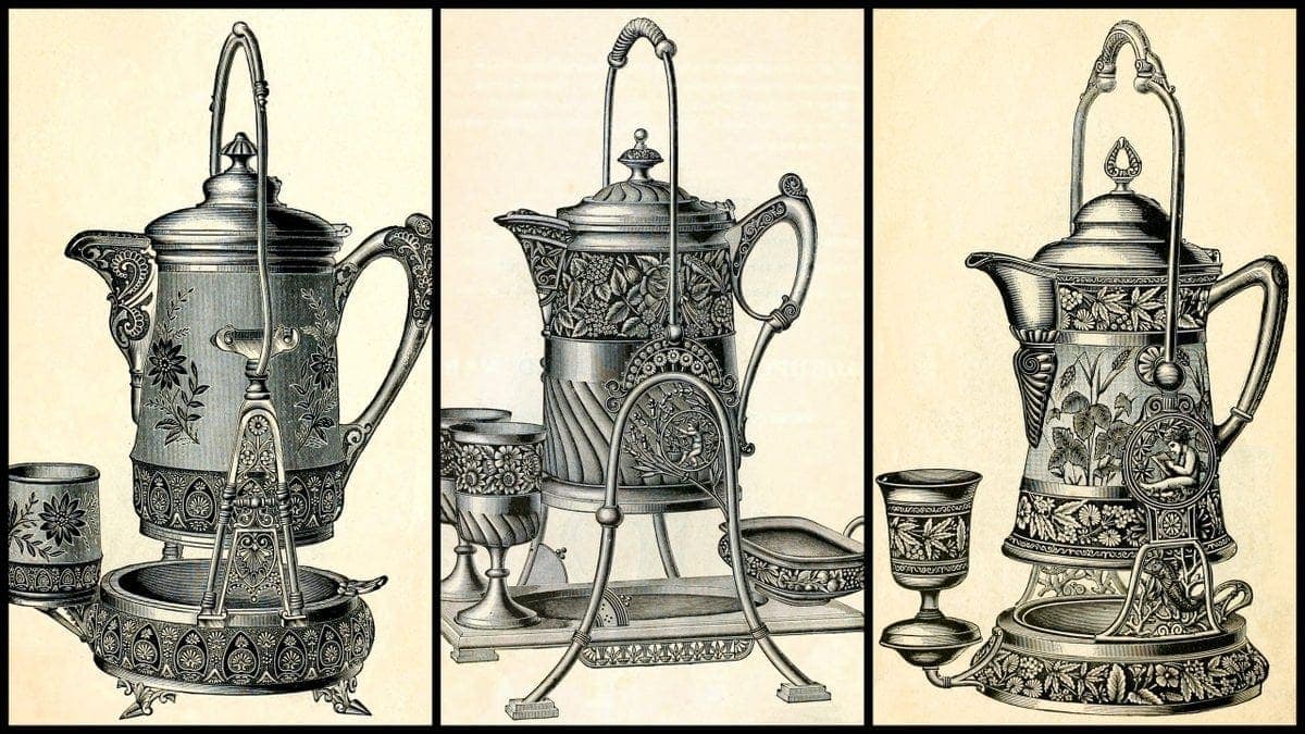 6 stunning silver Victorian tilting water pitchers (1889) - Click Americana