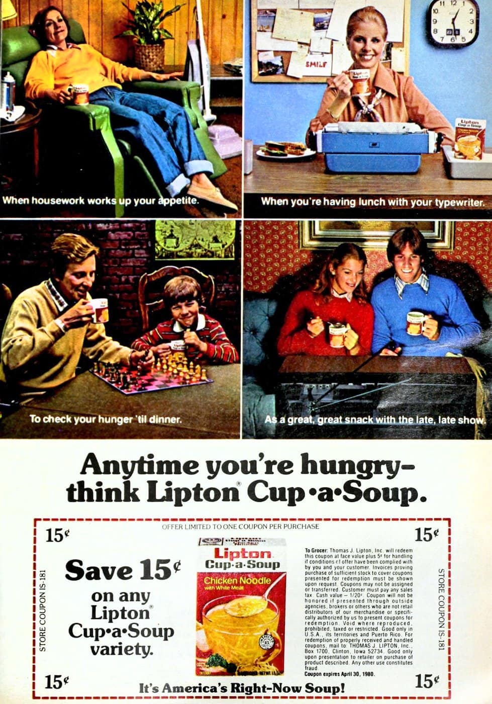 Cup-a-Soup & Souptime instant soup mixes were hot lunch options in the ...