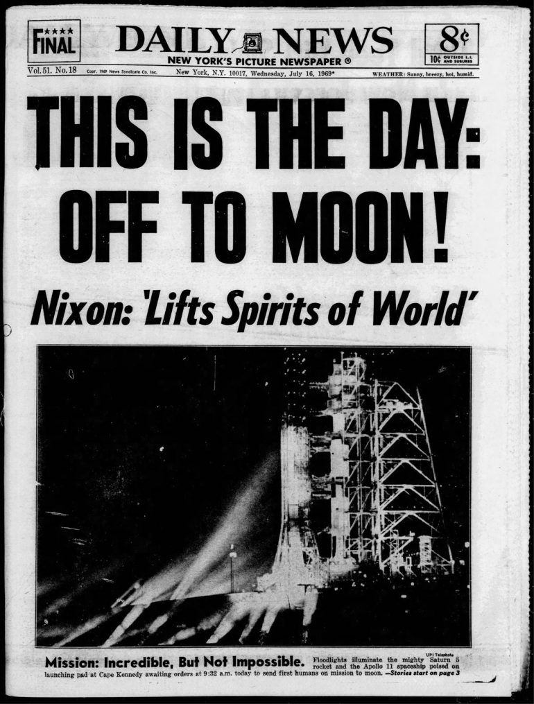 To the moon! 20 newspaper headlines from the Apollo 11 launch on July ...