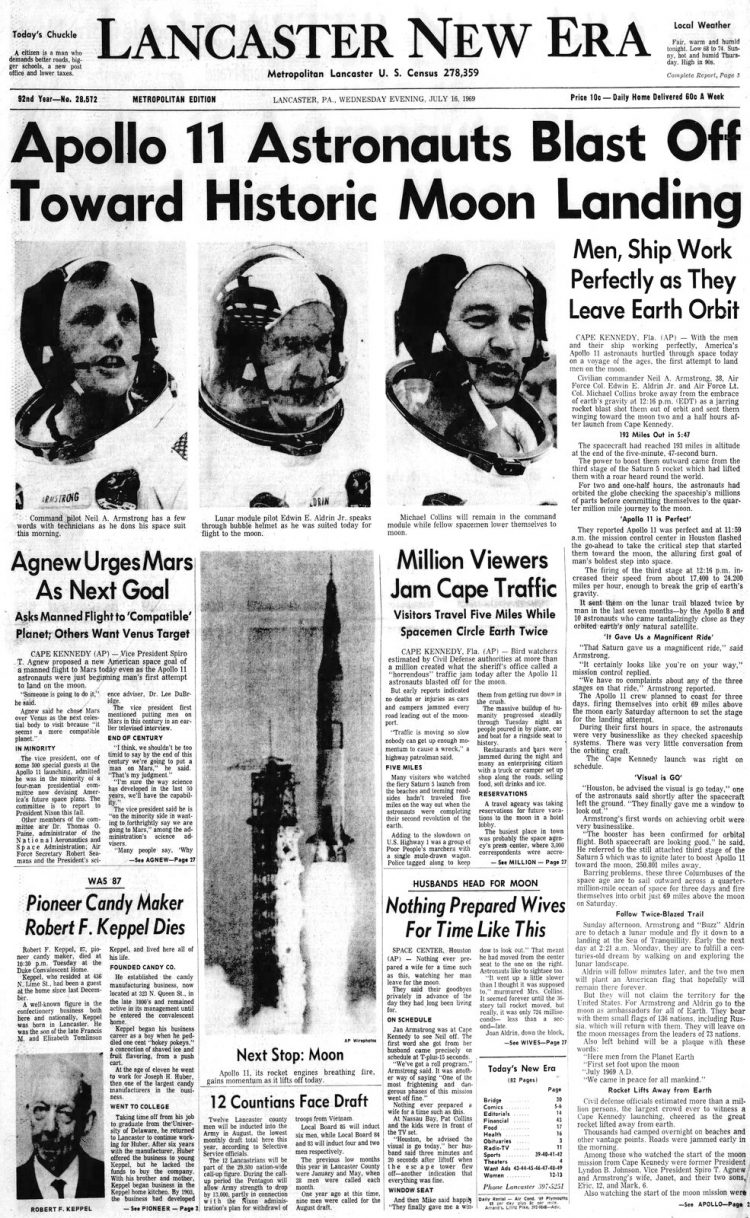 To the moon! 20 newspaper headlines from the Apollo 11 launch on July ...