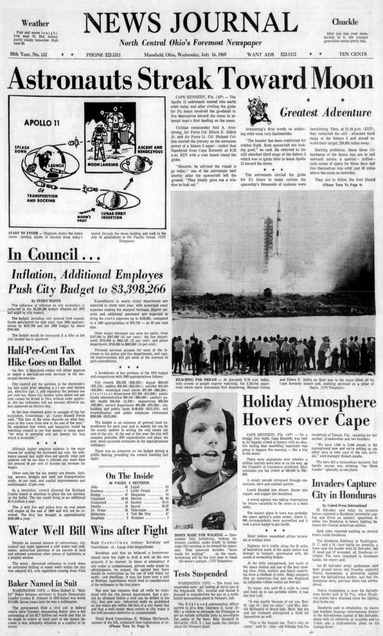 To the moon! 20 newspaper headlines from the Apollo 11 launch on July ...