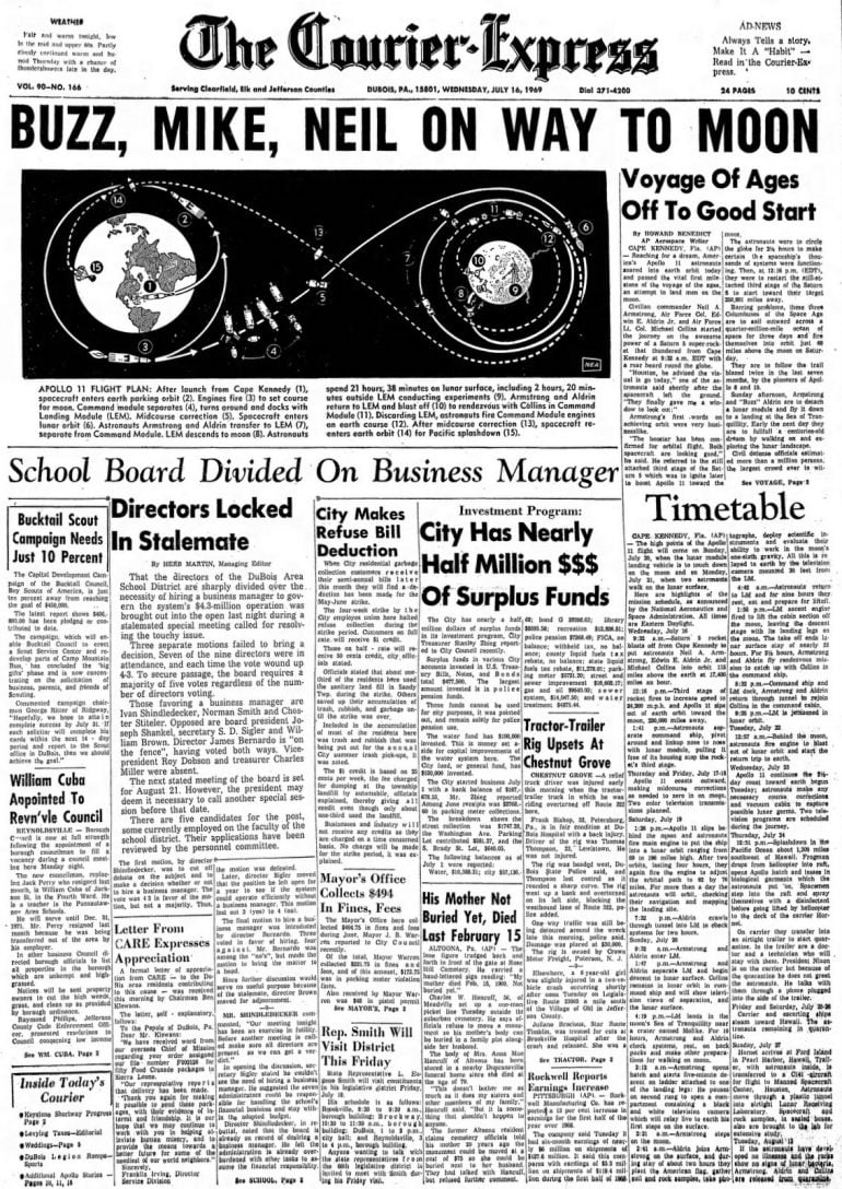 To the moon! 20 newspaper headlines from the Apollo 11 launch on July ...
