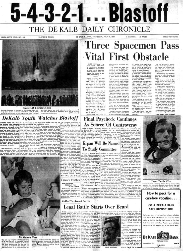 To the moon! 20 newspaper headlines from the Apollo 11 launch on July ...
