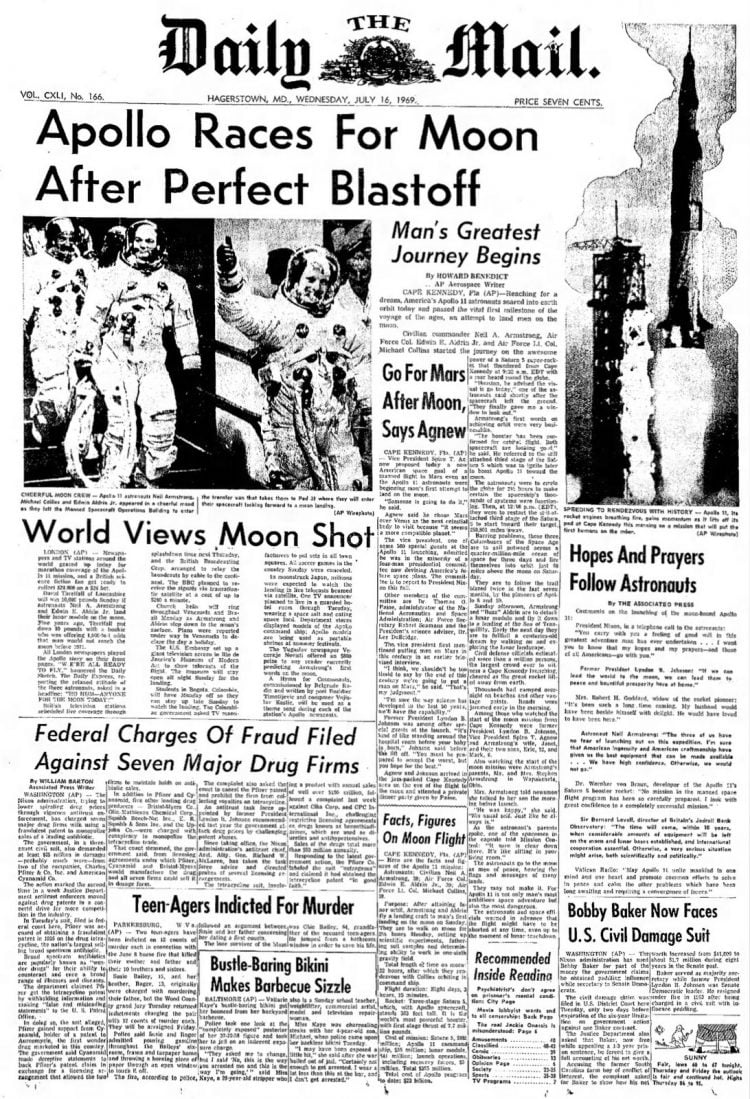 To the moon! 20 newspaper headlines from the Apollo 11 launch on July ...