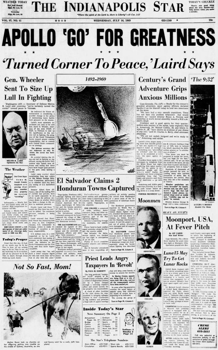 To the moon! 20 newspaper headlines from the Apollo 11 launch on July ...