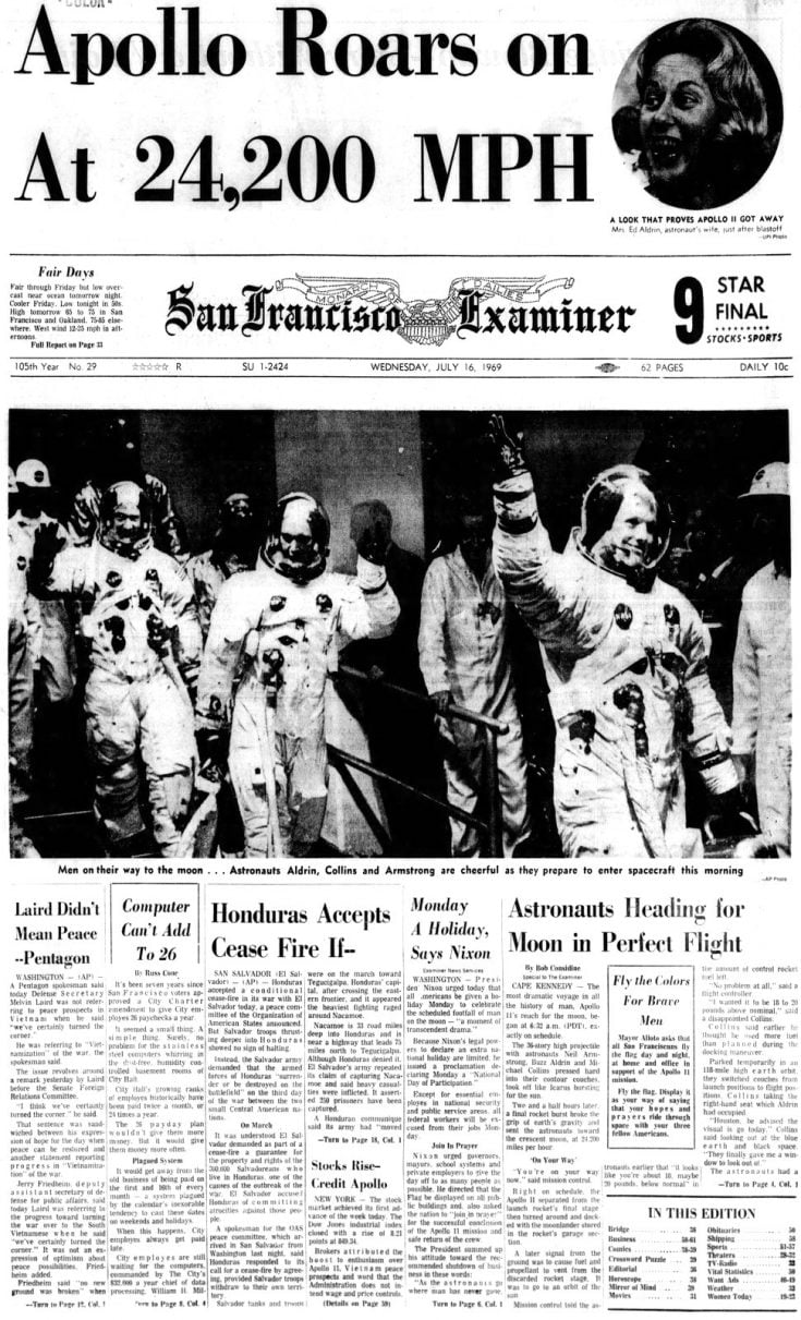 To the moon! 20 newspaper headlines from the Apollo 11 launch on July ...