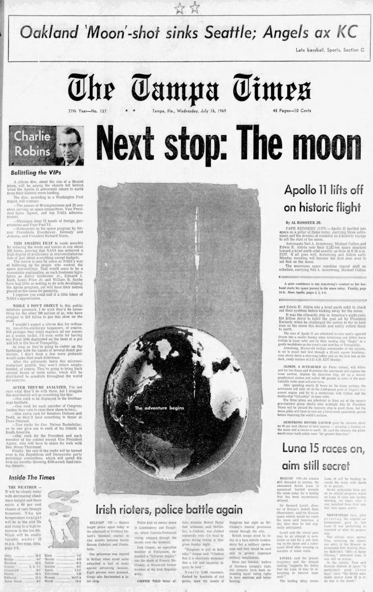 To the moon! 20 newspaper headlines from the Apollo 11 launch on July ...