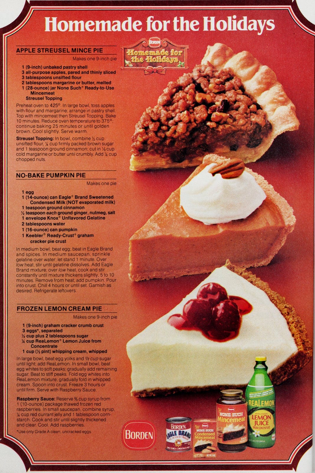 Apple streusel mince pie, no-bake pumpkin & frozen lemon cream pies ...