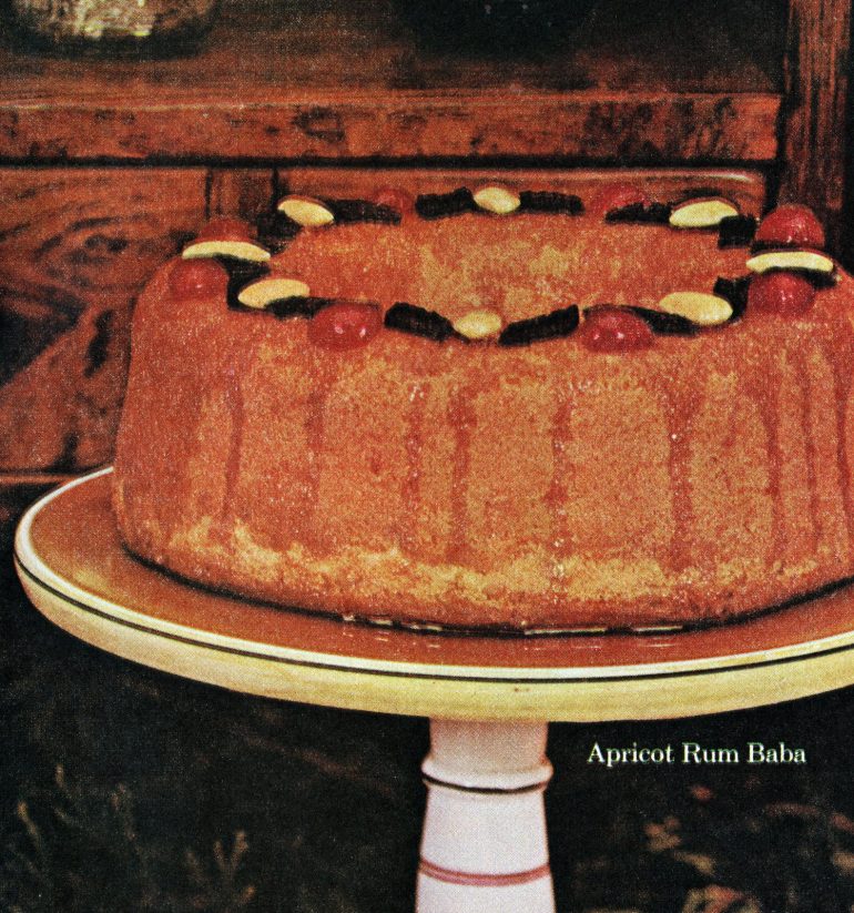 Apricot rum baba cake: A classic dessert recipe from 1960 - Click Americana