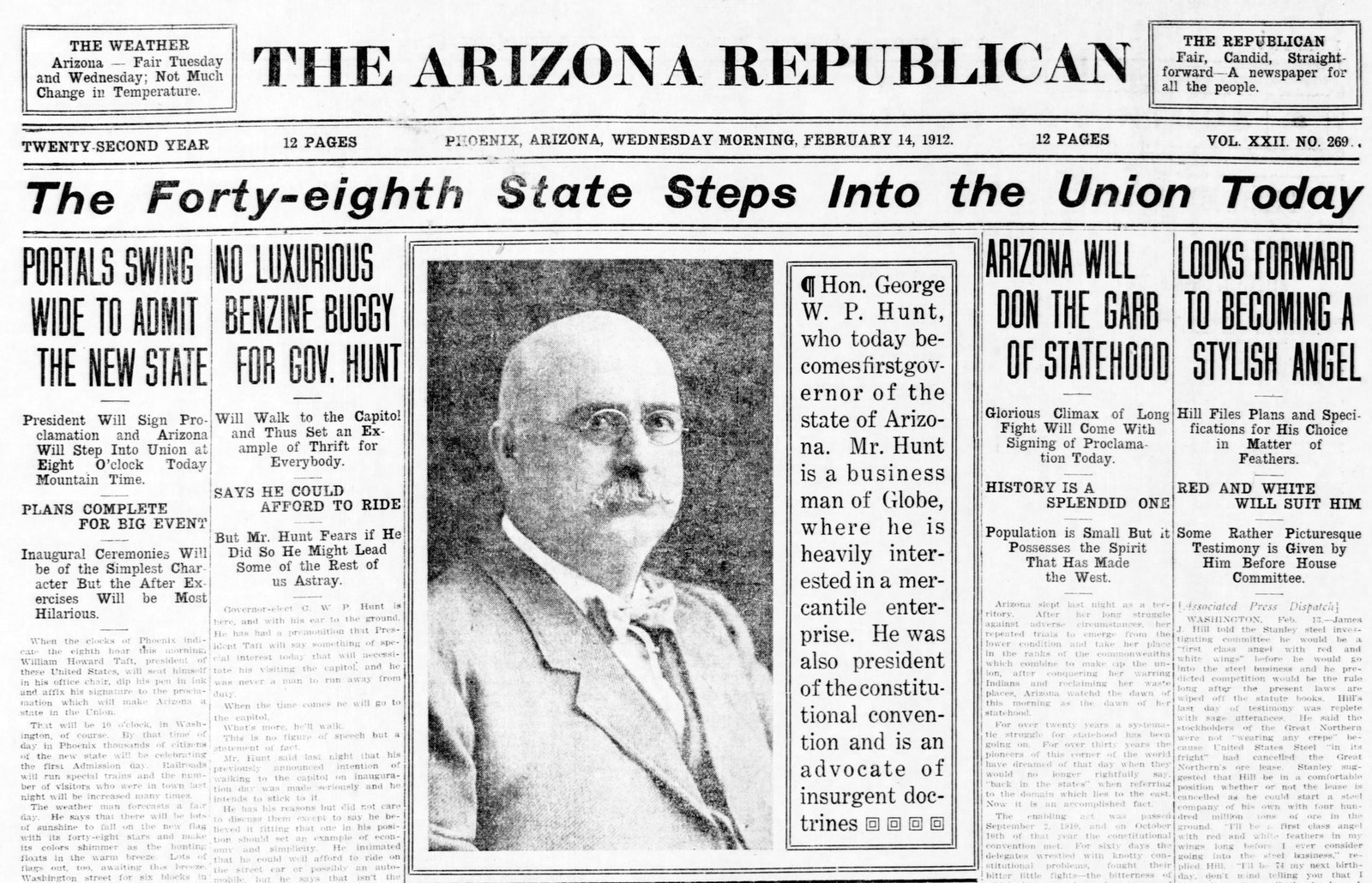 See old Arizona, and how it became the 48th state of the United States ...