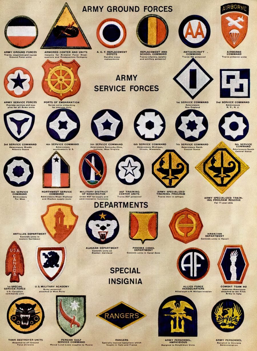 See dozens of vintage US Army & Navy shoulder insignia, plus WWII ...