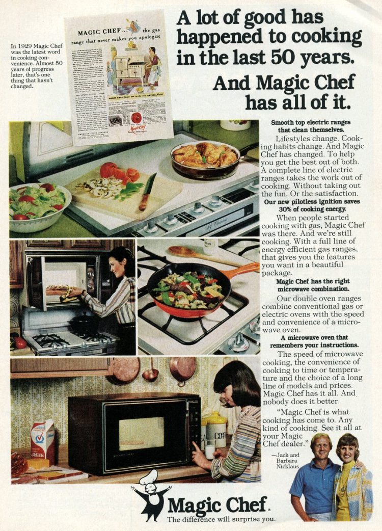 Barbara & Jack Nicklaus for Magic Chef kitchen appliances (1970s ...