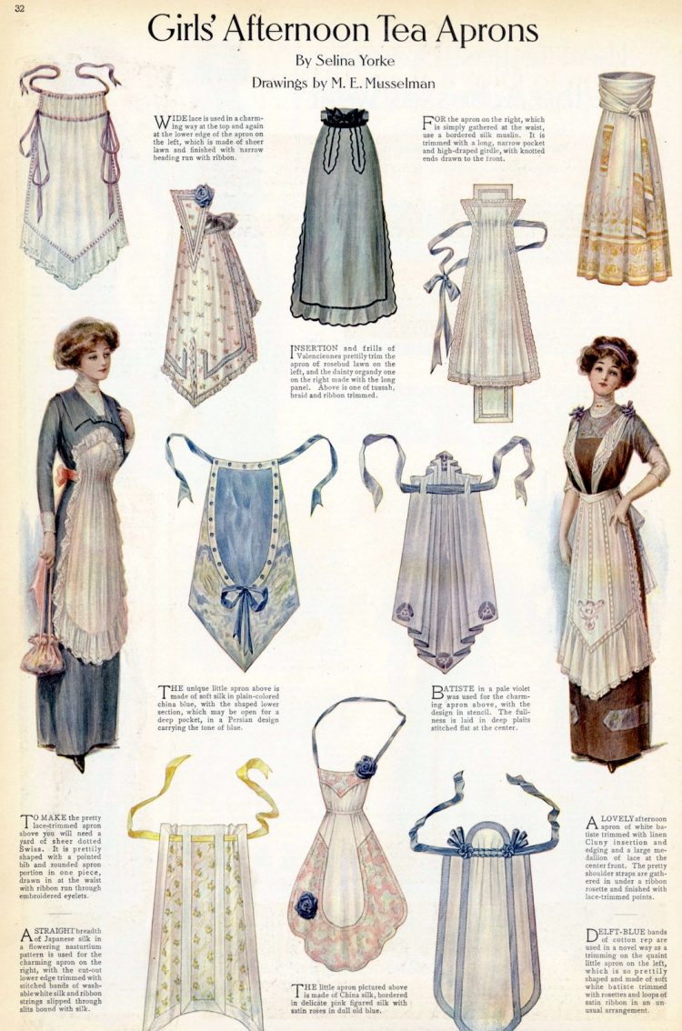 See pretty antique apron styles from 100+ years ago - Click Americana