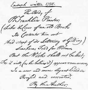 Benjamin Franklin's obituary, details of his death & the epitaph he ...