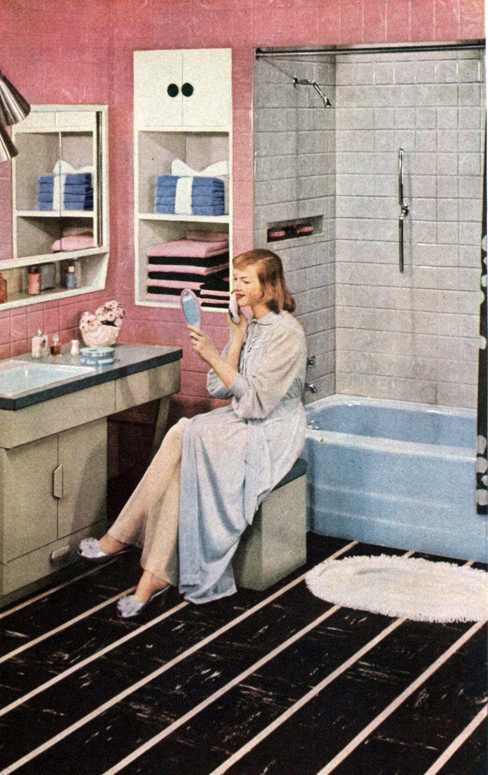 Bold 1950s linoleum flooring: See how the postwar bathroom floor became ...