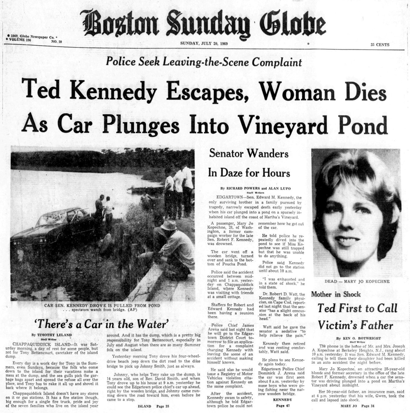 Ted Kennedy's Chappaquiddick incident: The 1969 car crash that killed a ...