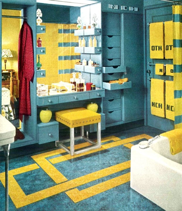 Bold 1950s linoleum flooring: See how the postwar bathroom floor became ...