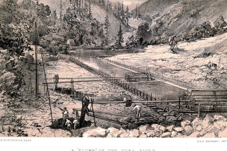 California Gold Rush - a flume on the Yuba River - Click Americana