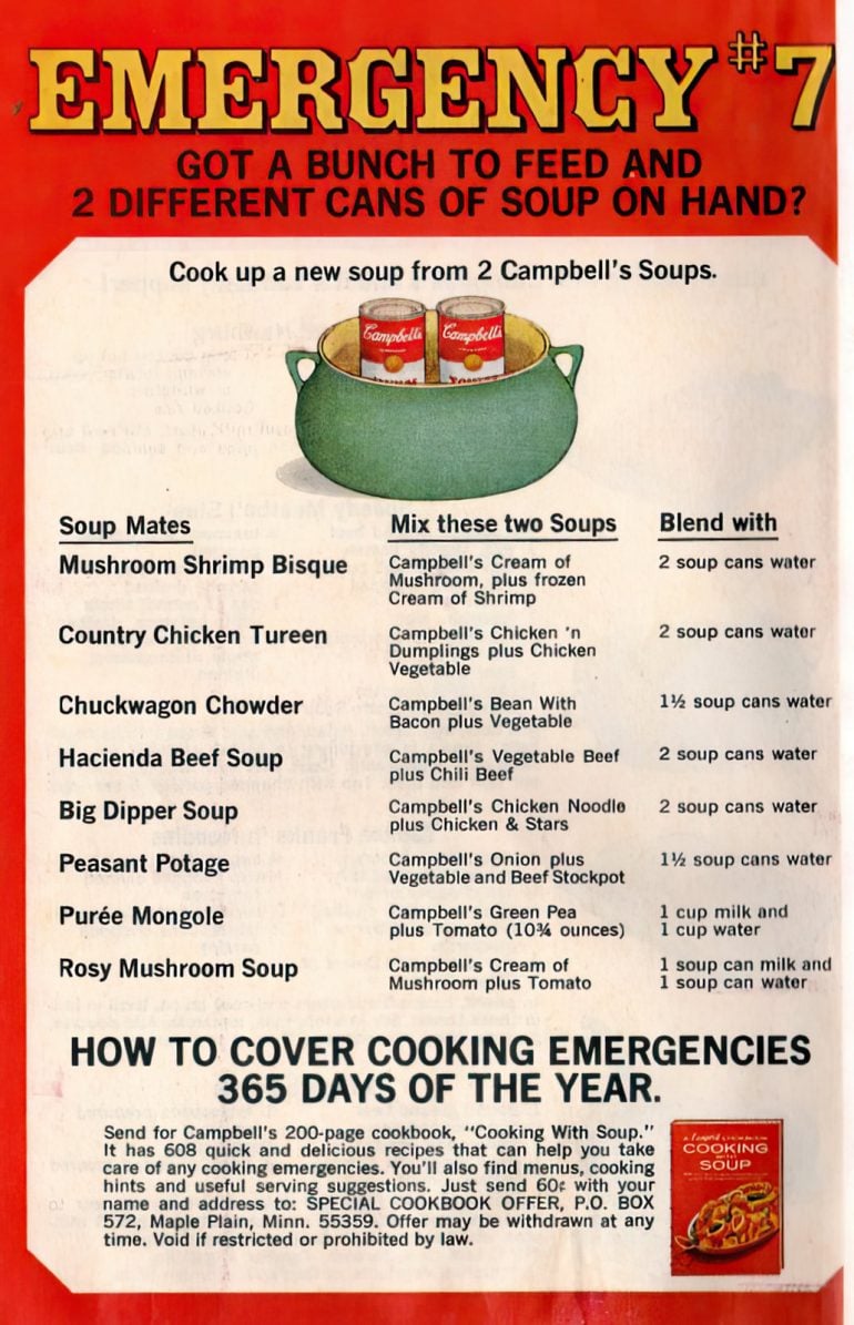 20 recipes from Campbell's emergency dinner cookbook (1968) - Click ...