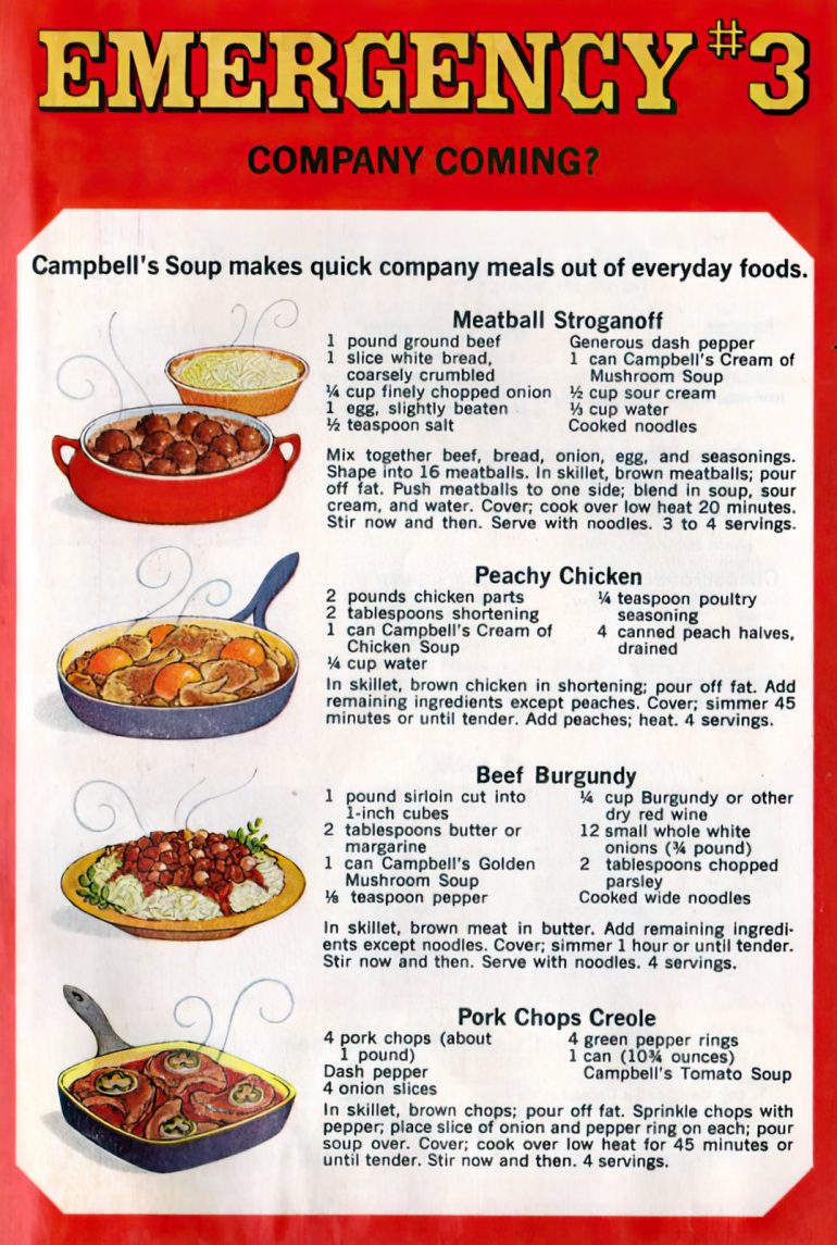 20 recipes from Campbell's emergency dinner cookbook (1968) - Click ...