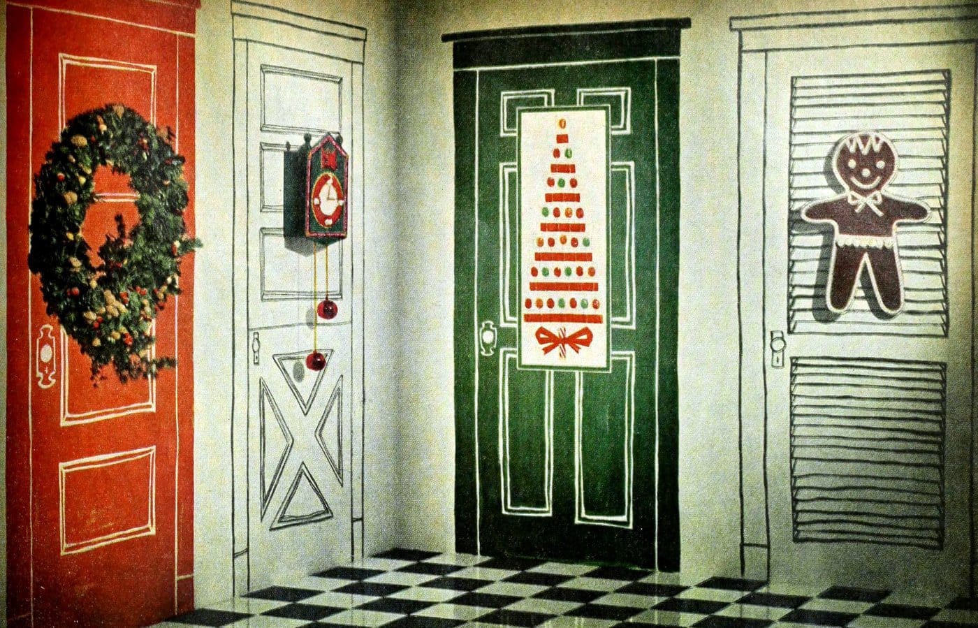 25 ideas for Christmas door decorations from the 1950s: Be inspired by ...