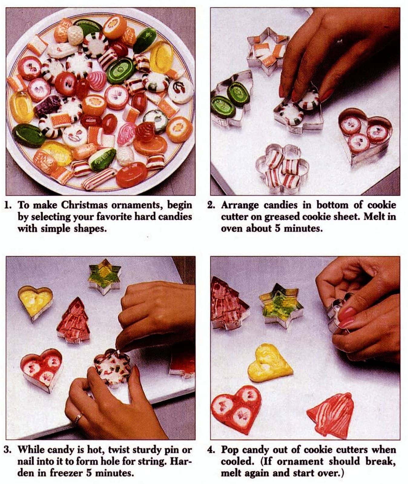 How to make DIY stained-glass Christmas ornaments from hard candy (1987 ...