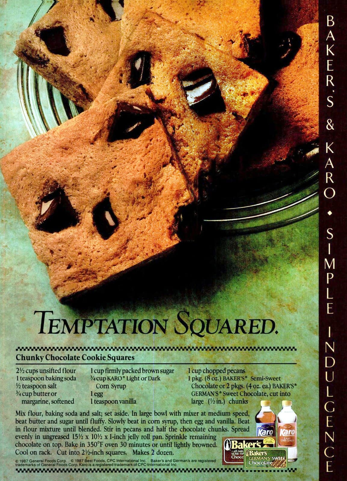 Classic cookie bars: Chunky chocolate cookie squares (1987) - Click ...