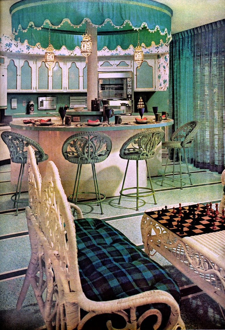 See a party-perfect carousel kitchen island in turquoise from 1966 ...