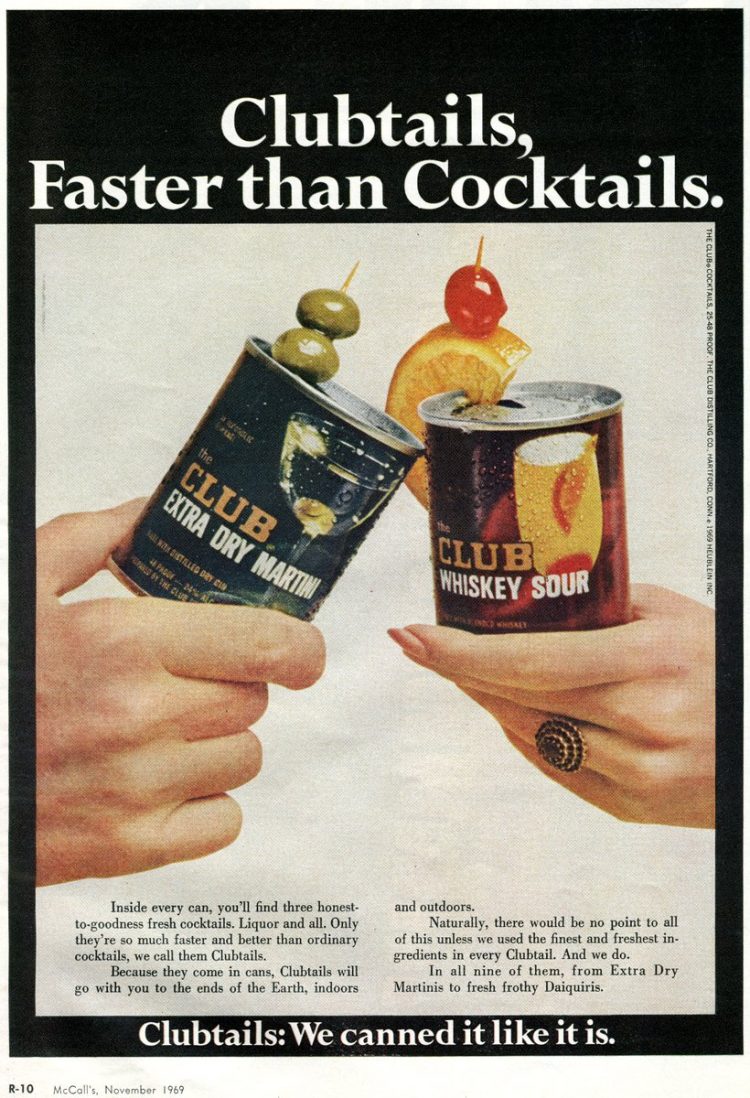 Ready-made & canned cocktails from the 60s & 70s were the coolest party ...