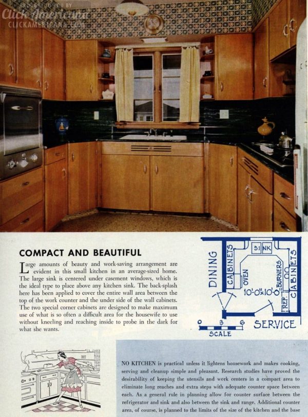 9 colorful mid-century kitchen remodels & retro floorplans from 1954 ...