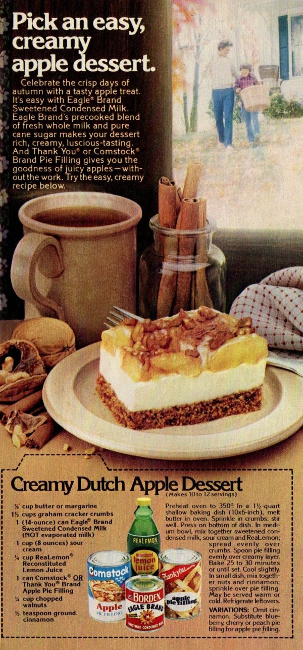 Creamy Dutch Apple dessert recipe (1979) - Click Americana